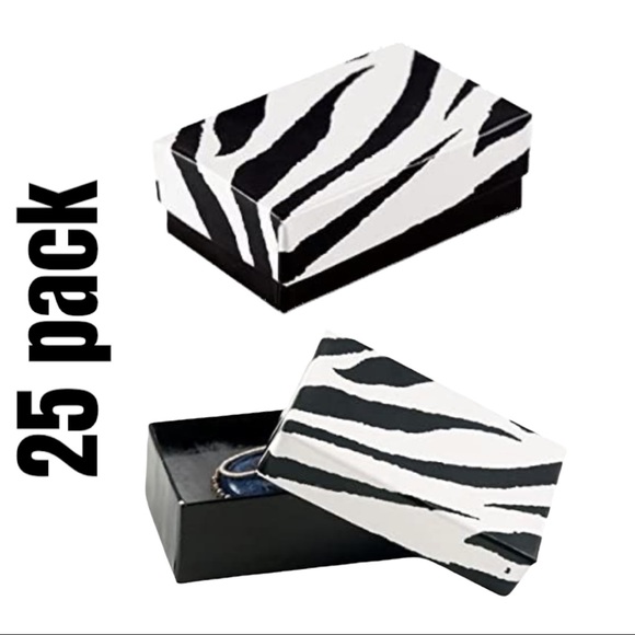 Office | 25 Zebra Boxes Jewelry Packaging Box W Lid Cotton Shipping ...